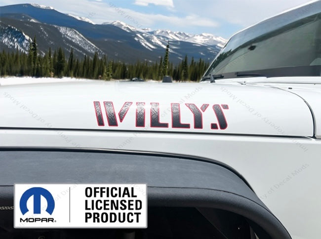 Jeep Wrangler JK WILLYS Hood 3D Topo Map BLACK red – Mopar Graphics