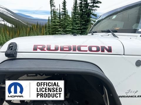 Jeep Wrangler RUBICON Hood 3D Topo Map Black Red Map – Mopar Graphics