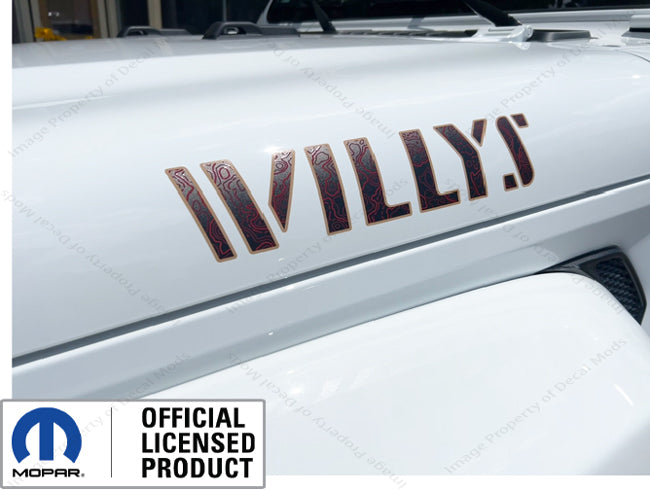 Jeep Wrangler WILLYS Hood 3D Topo Map TAN black red – Mopar Graphics