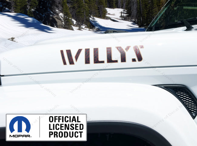 Jeep Wrangler WILLYS Hood 3D Topo Map TAN black red – Mopar Graphics