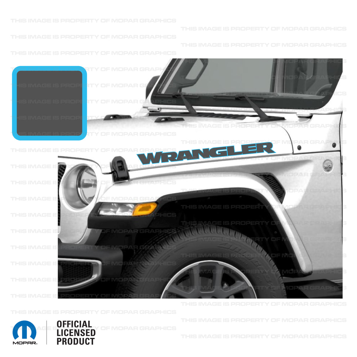 JK/JL "Wrangler" Hood Decal- Gray with 4xe Blue Outline – Mopar Graphics